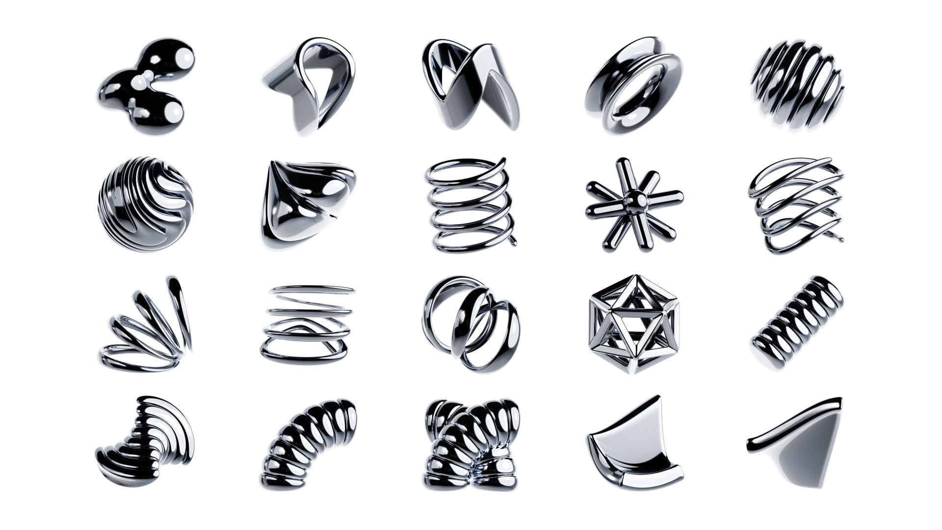 3D Abstract Chrome Effect Collection - TurboSquid 2252614