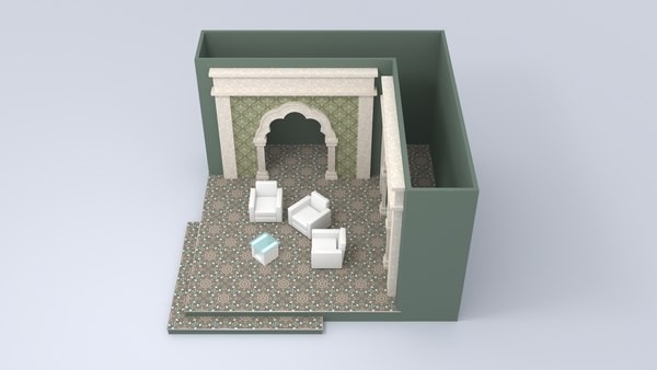 Studio arabic islamic decor with sofa table for virtual event 3D model ...