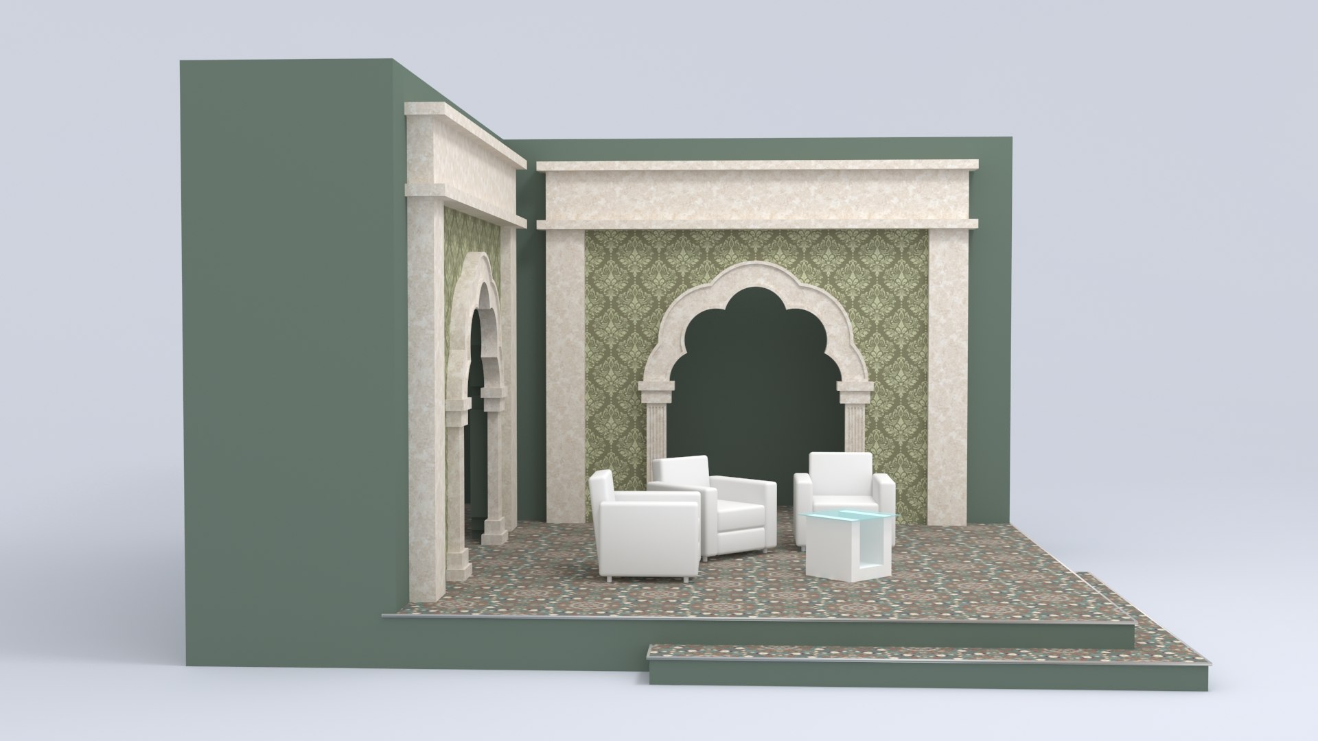 Studio Arabic Islamic Decor With Sofa Table For Virtual Event 3D Model ...