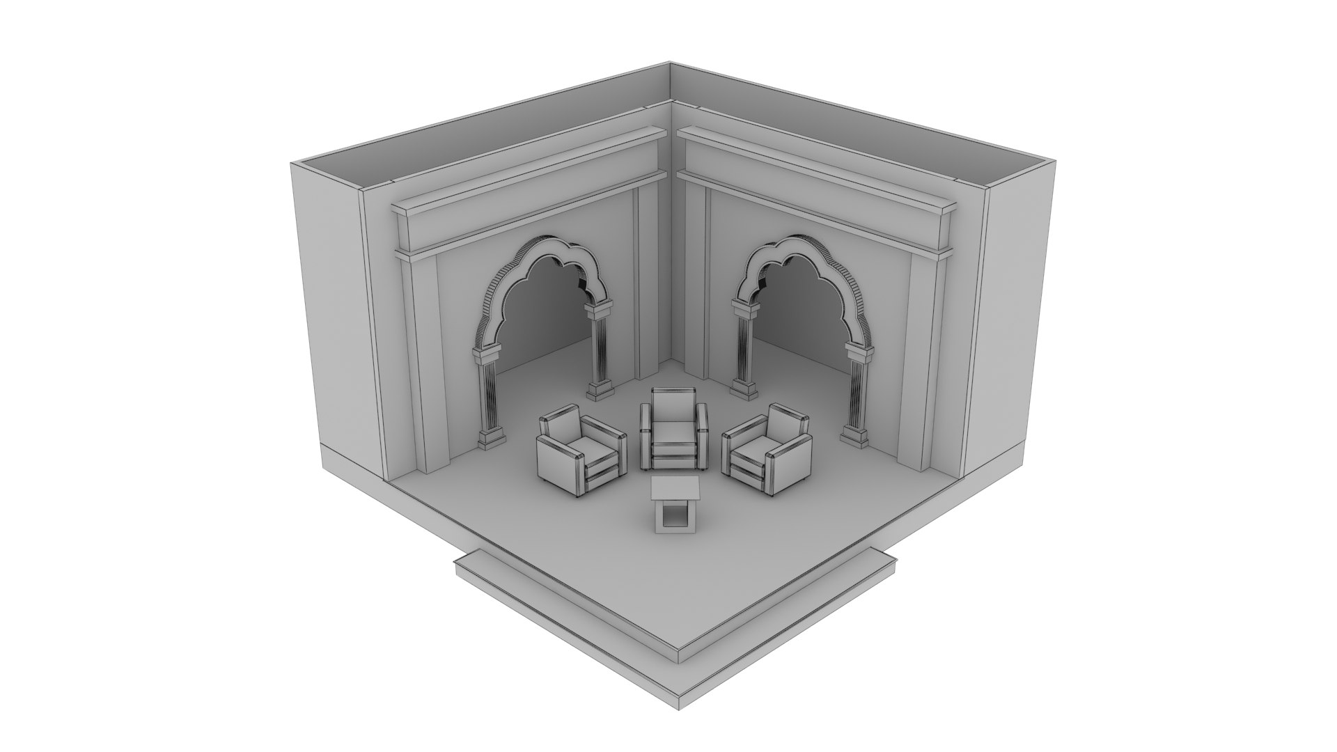 Studio Arabic Islamic Decor With Sofa Table For Virtual Event 3D Model ...