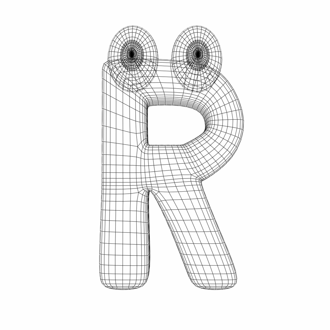 3d model advertising alphabet rigged