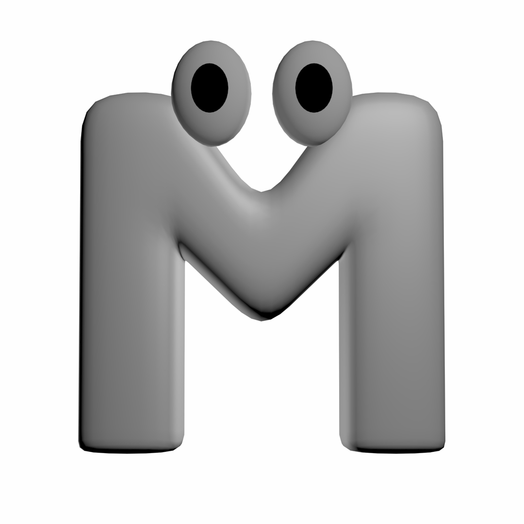 3d model advertising alphabet rigged