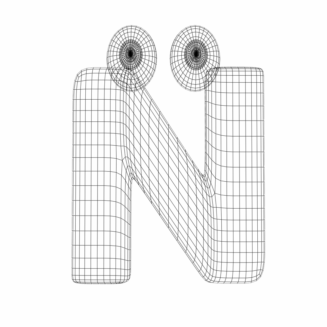3d model advertising alphabet rigged