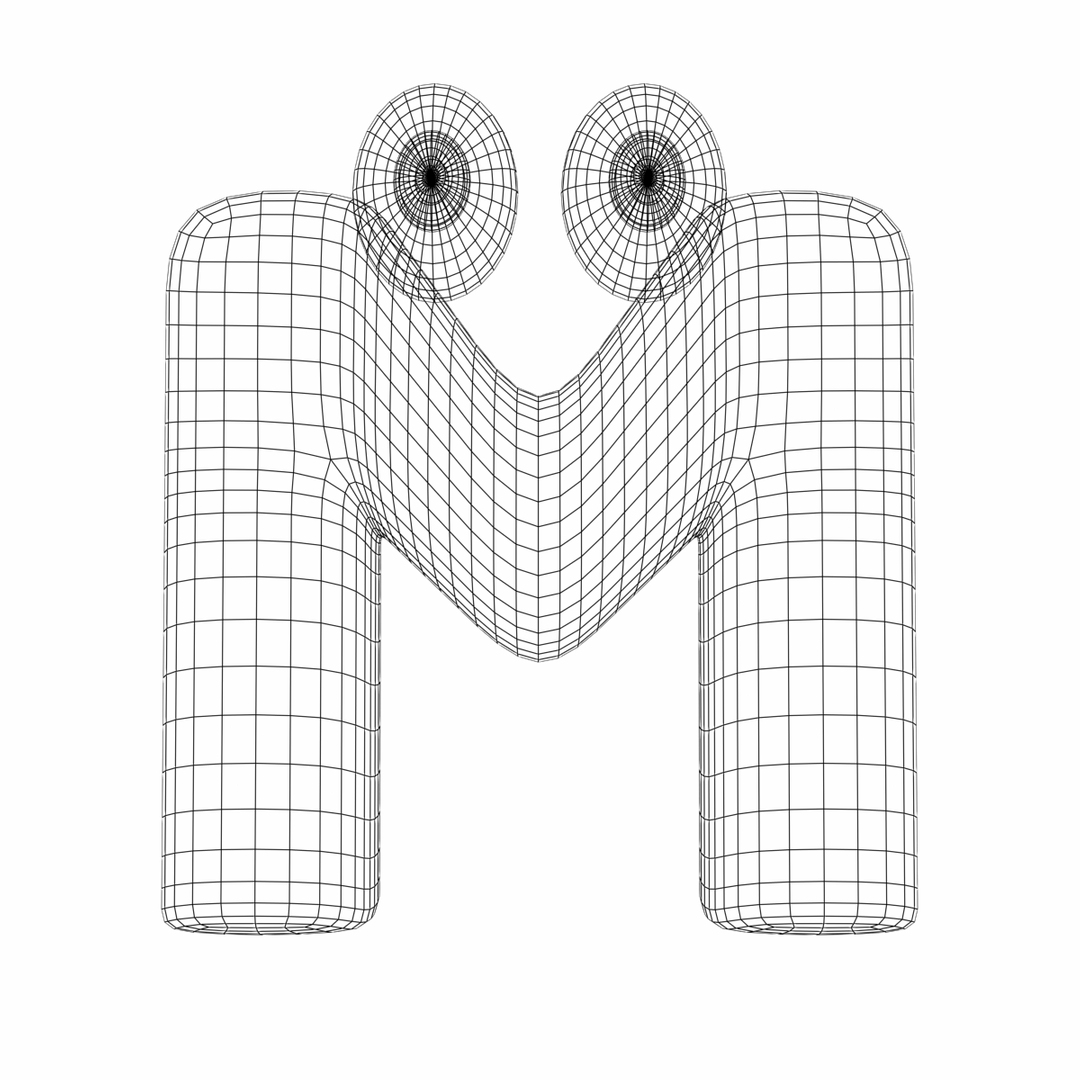 3d model advertising alphabet rigged