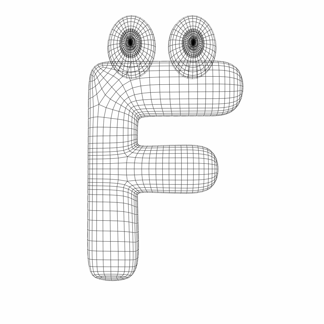 3d model advertising alphabet rigged