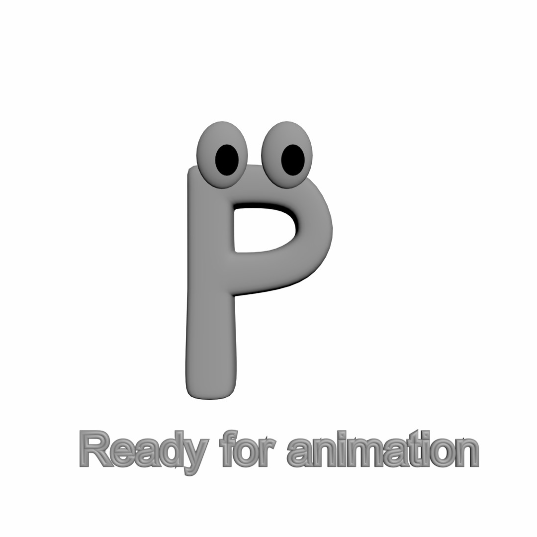 3d model advertising alphabet rigged