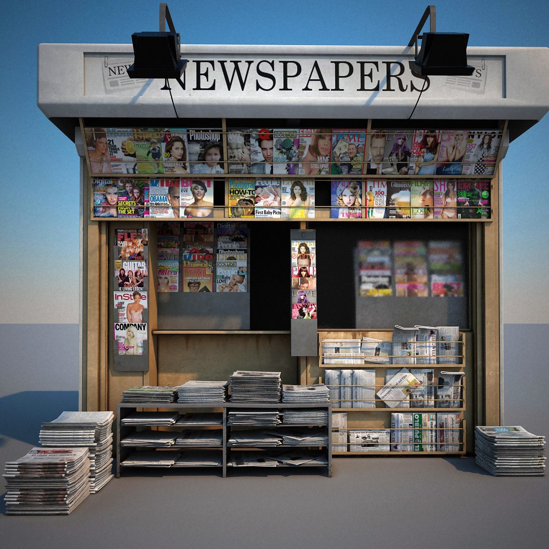 Newspapers Shop 3d Model