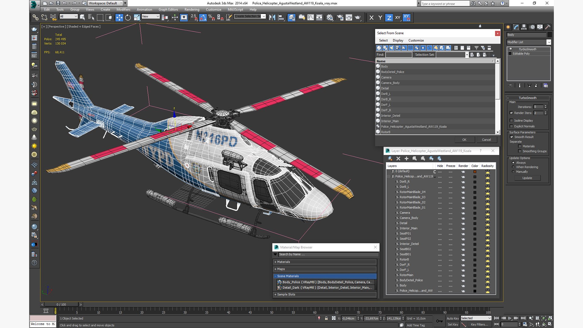 3D Police Helicopter AgustaWestland AW119 Koala Model - TurboSquid 2167293