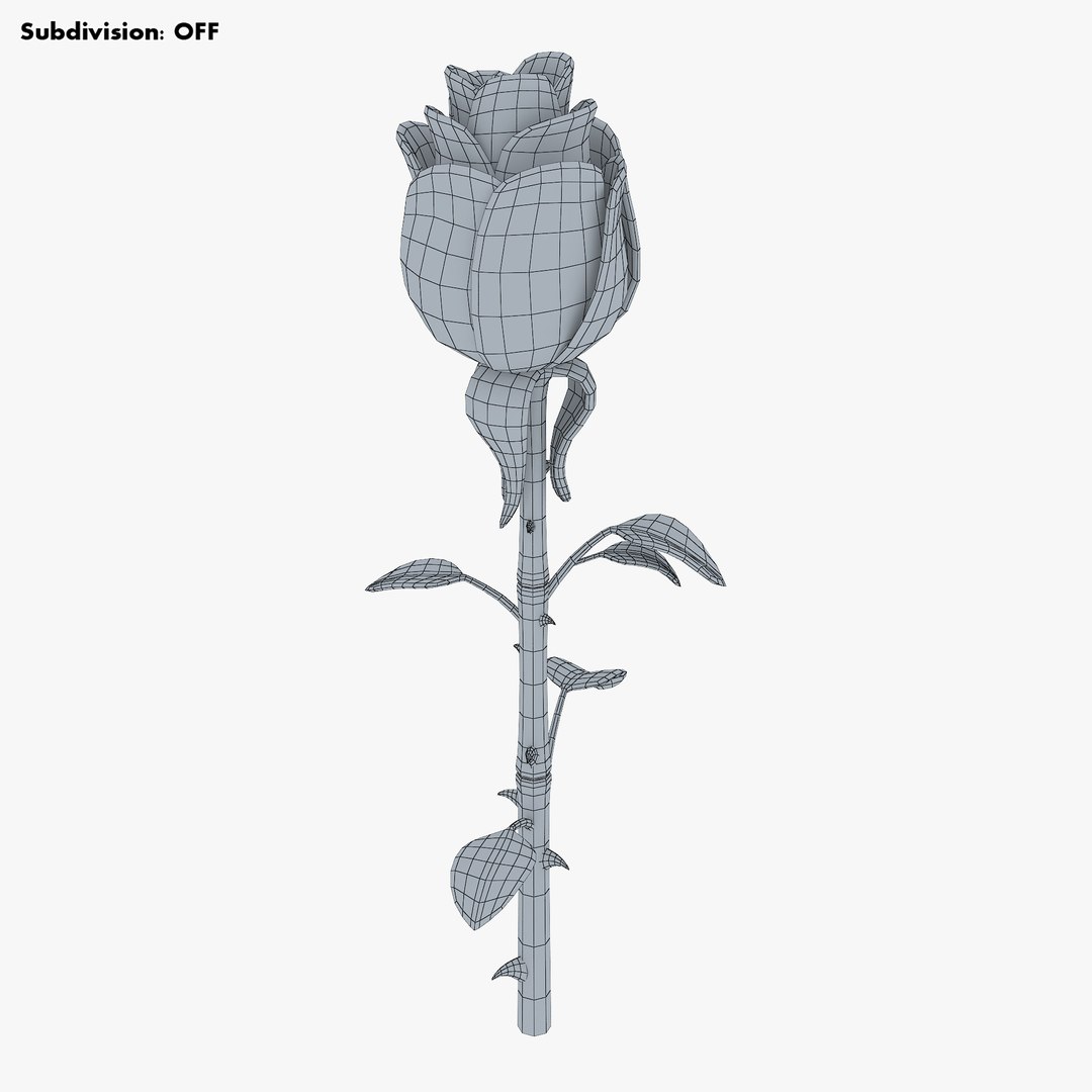 Cartoon Rose Flower V Model - TurboSquid 1616549