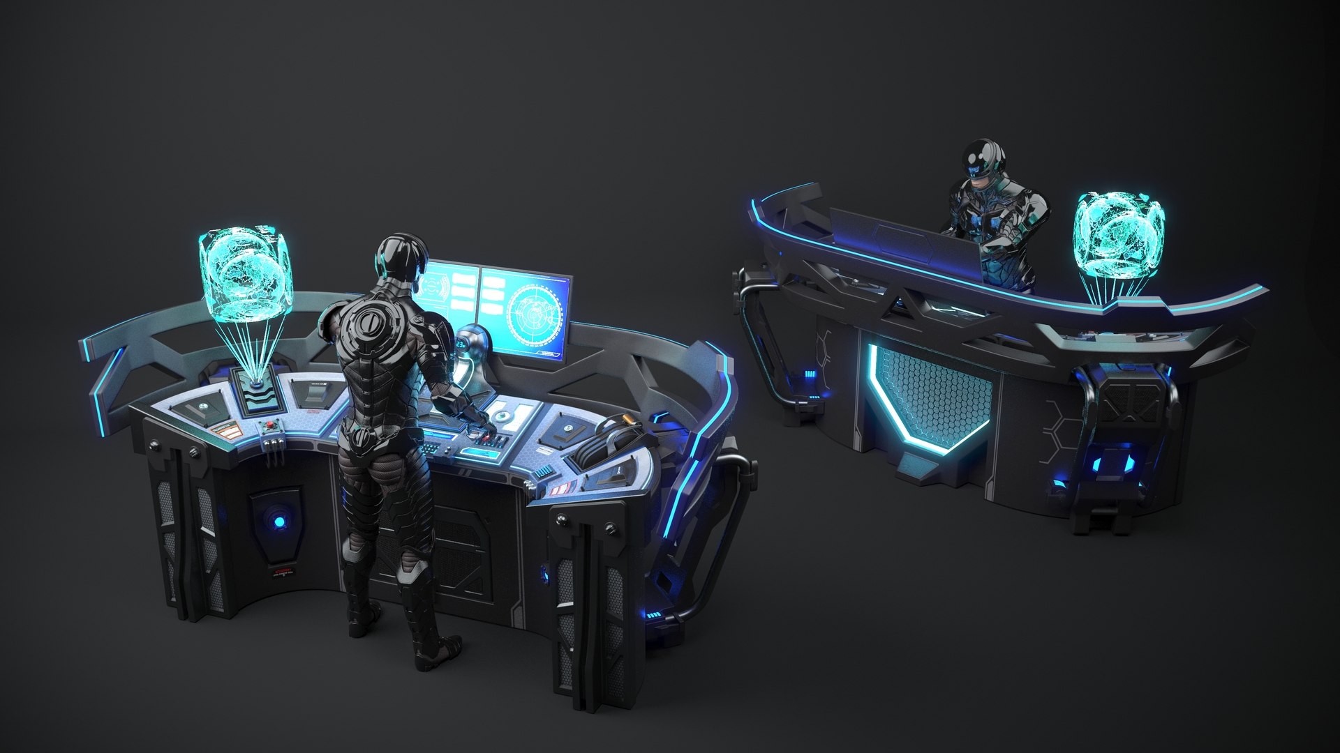 Futuristic Control Panel With Operator 3D Model - TurboSquid 2254991