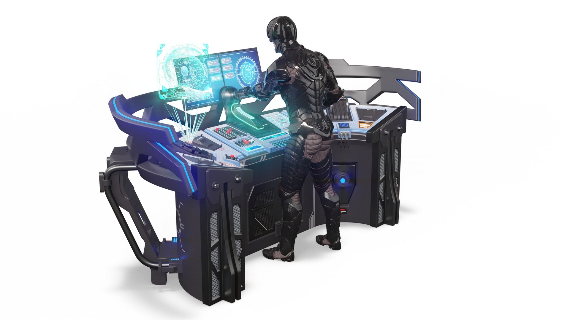 Futuristic Control Panel With Operator 3D Model - TurboSquid 2254991