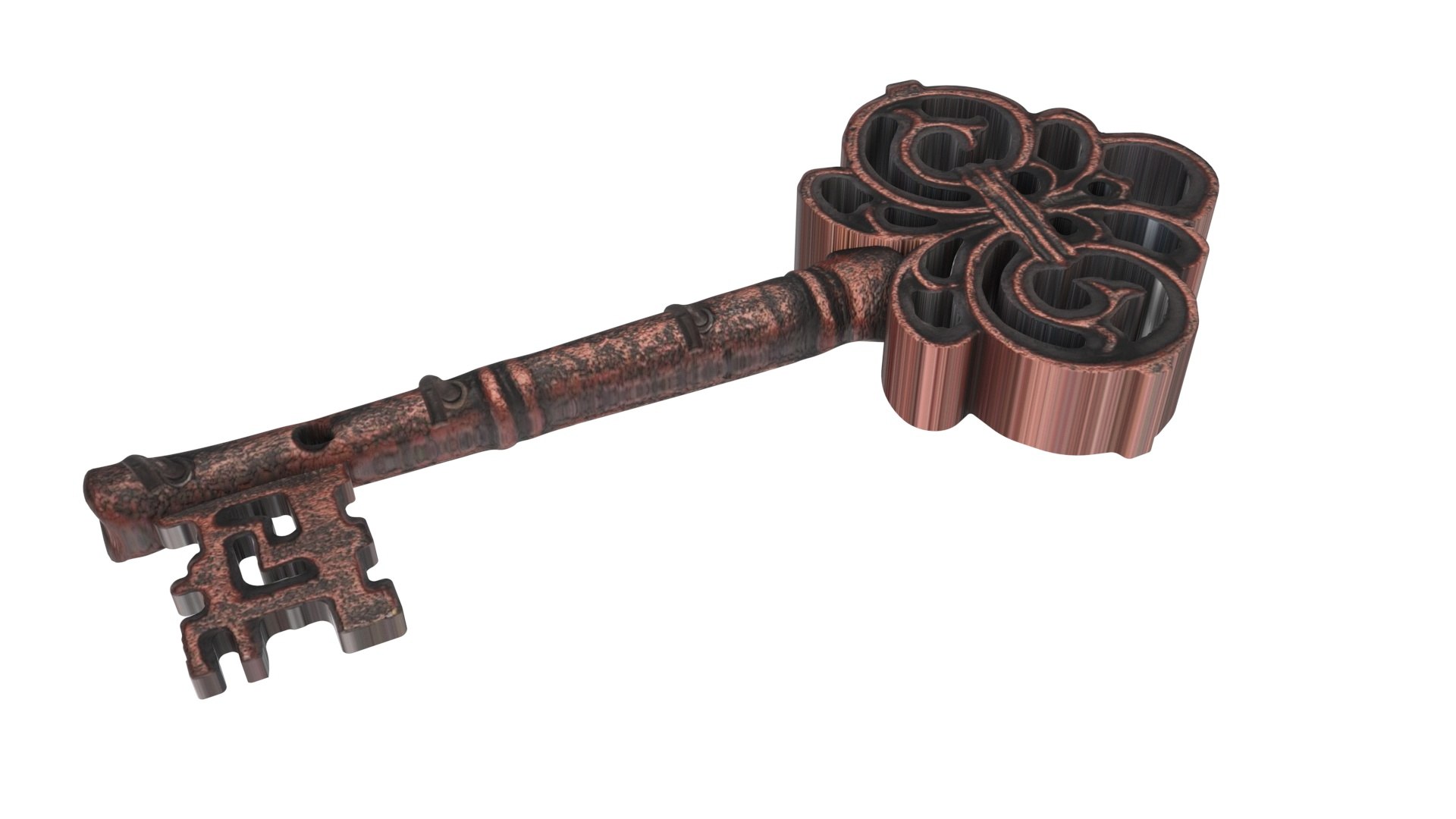 3D Bronze Vintage Skeleton Key - TurboSquid 1868217