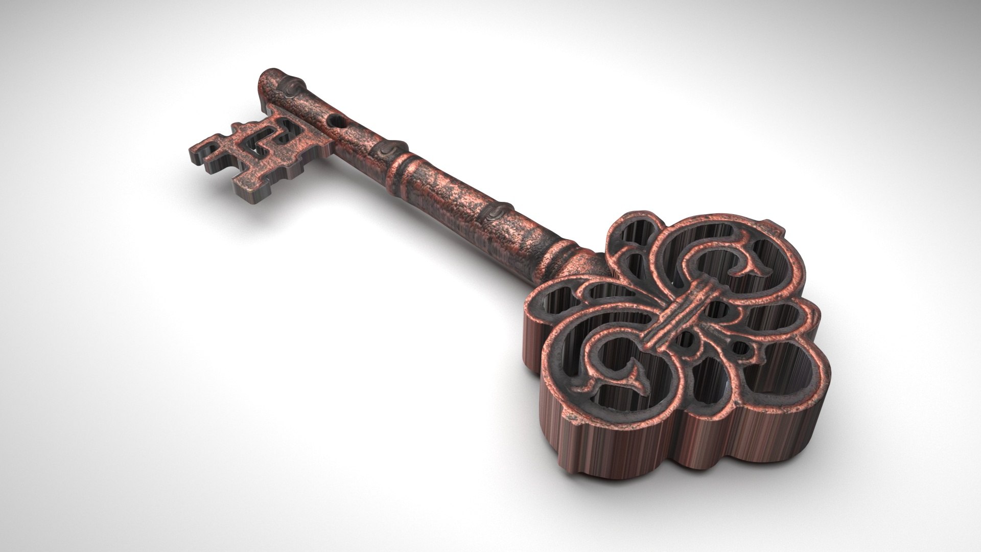 3D Bronze Vintage Skeleton Key - TurboSquid 1868217
