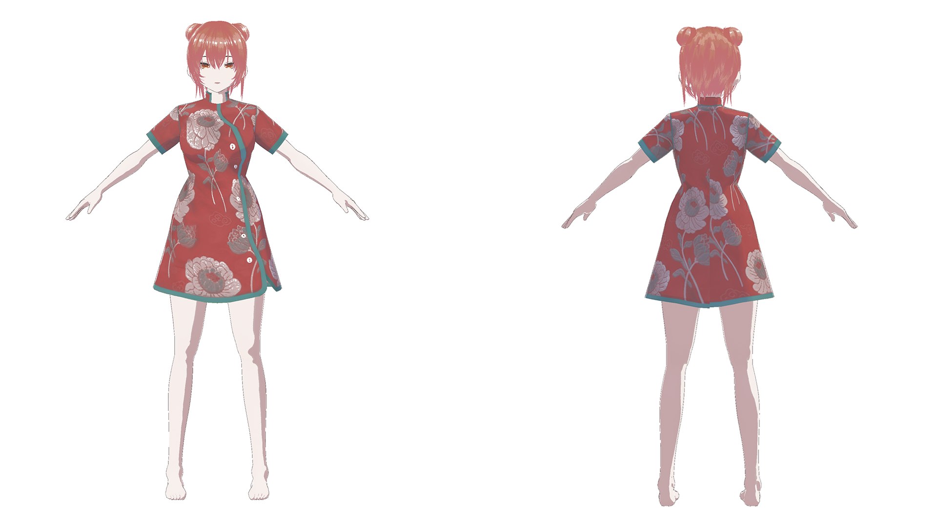 Red Haired Chinese Anime Girl 3D Model - TurboSquid 2479081