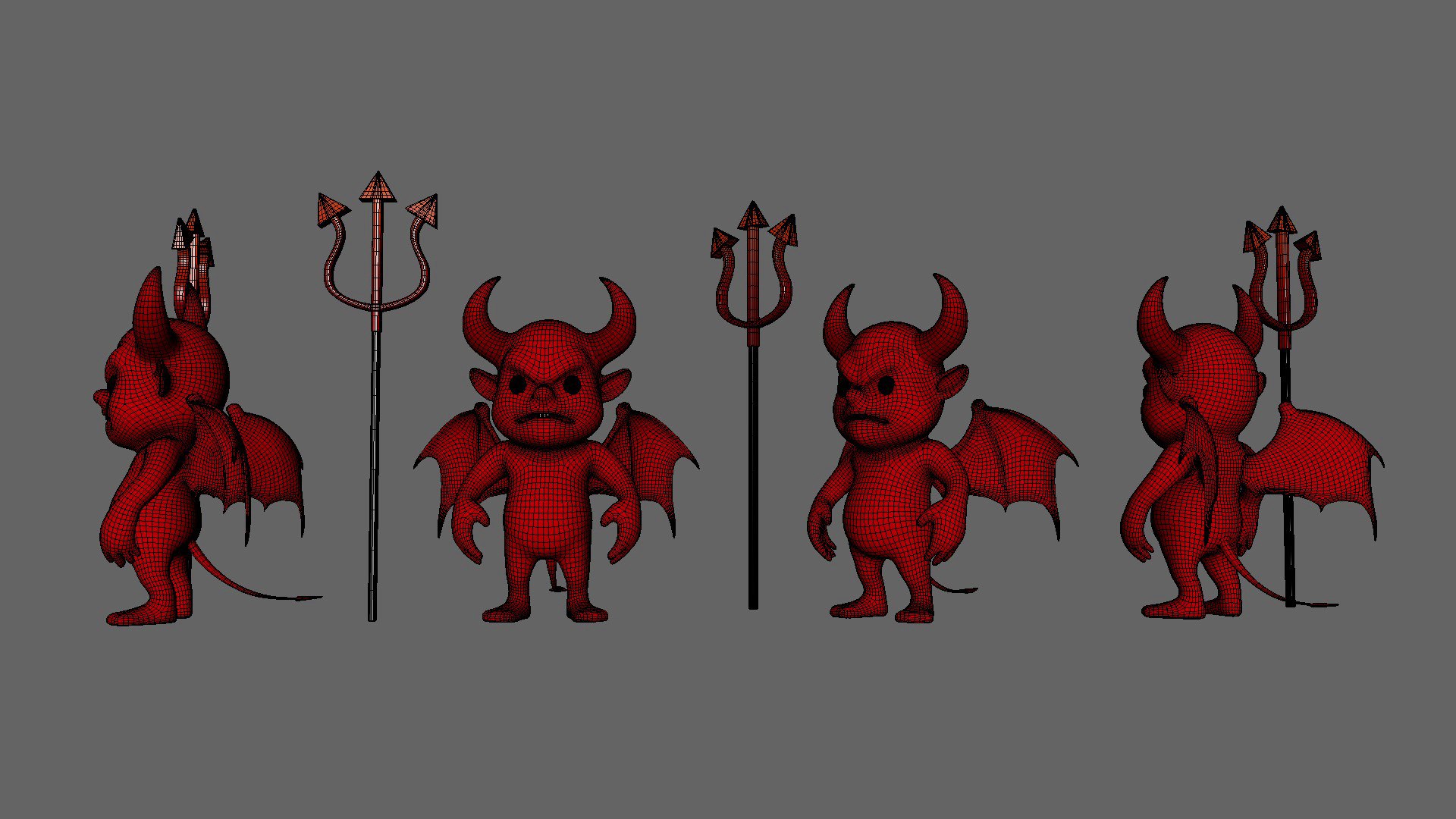 3D Little Demon With Horns And Wings Model - TurboSquid 2382571