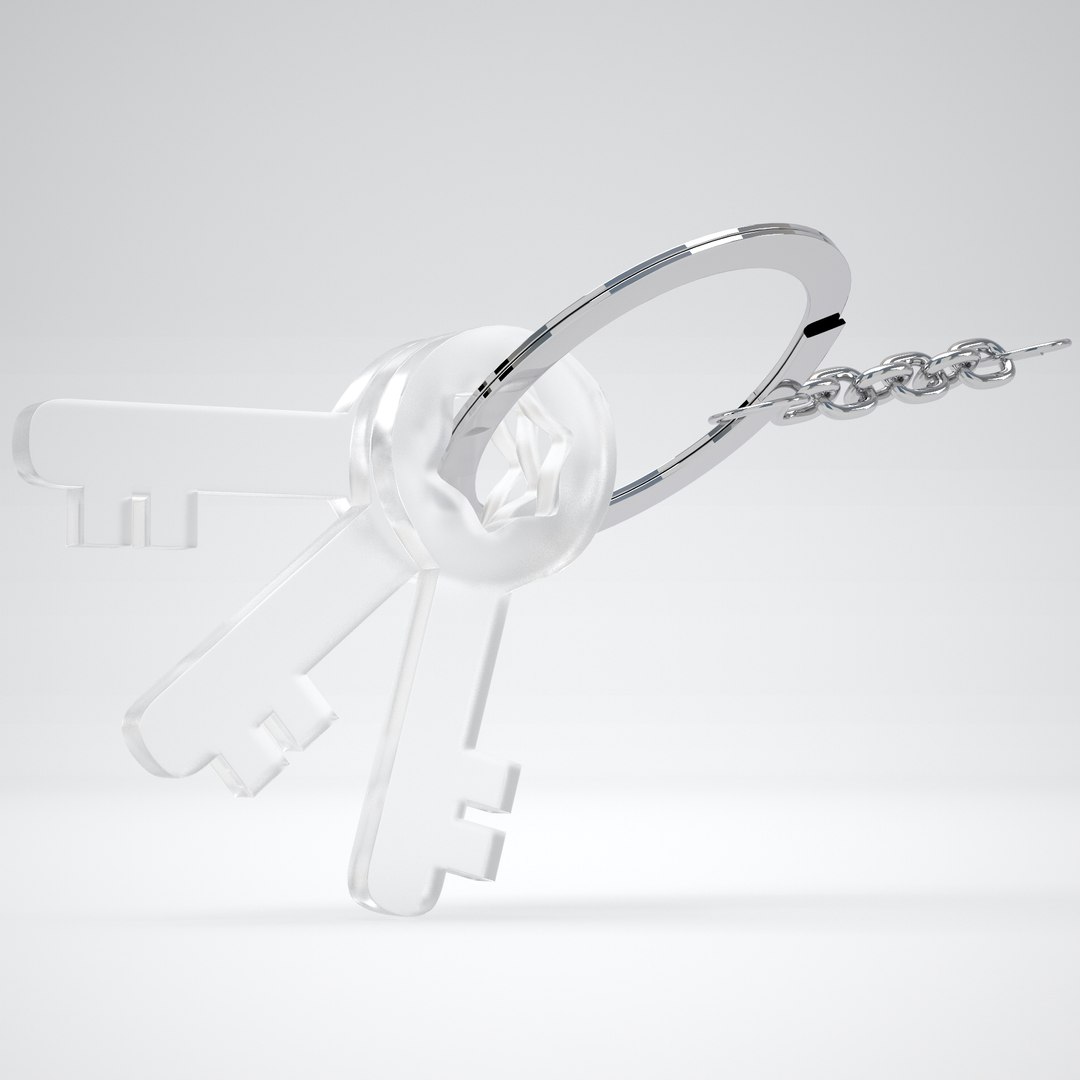 Keychain With Frosted Glass Keys 3D Model - TurboSquid 2380363