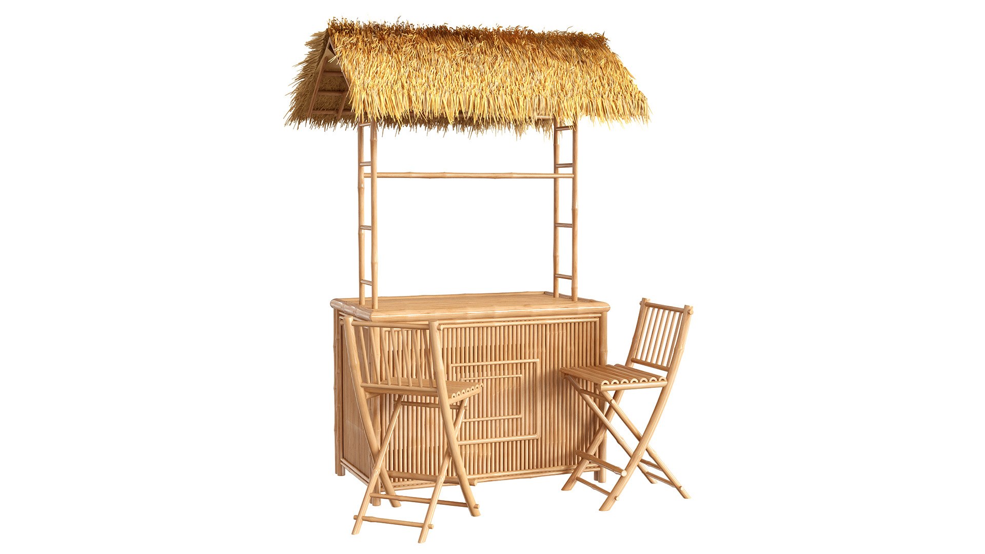 3D Bamboo Beach Wooden Bar Tiki - TurboSquid 2335245