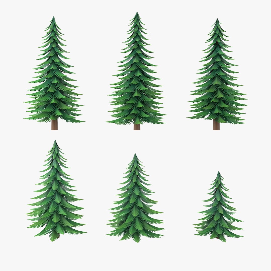 3D Model Cartoon Fir Tree Pack - TurboSquid 1909117