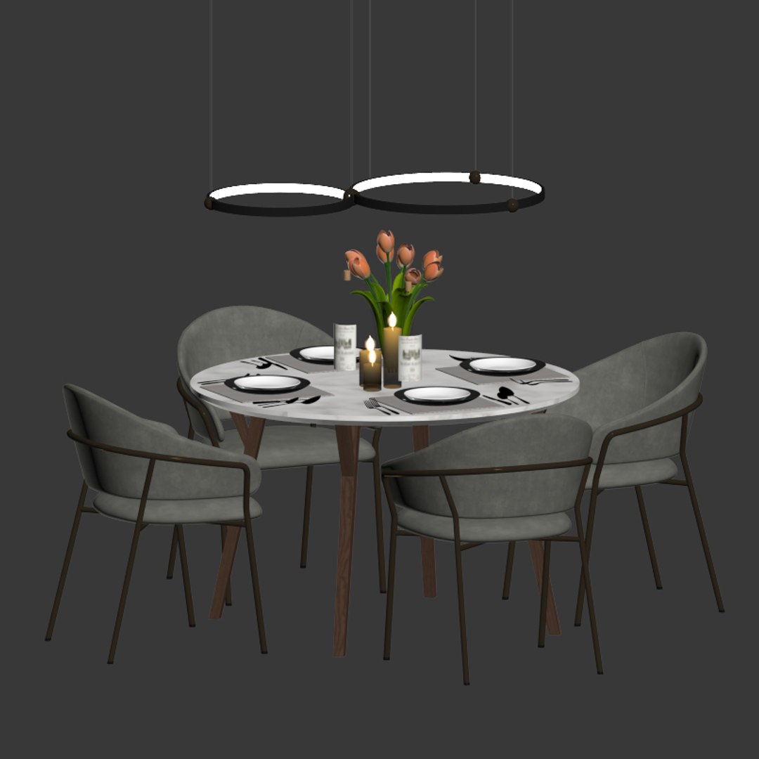 3D Model Dinning Set - TurboSquid 1491825