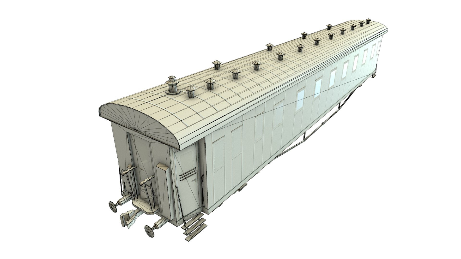 Maya Low-poly Passenger Train Pbr