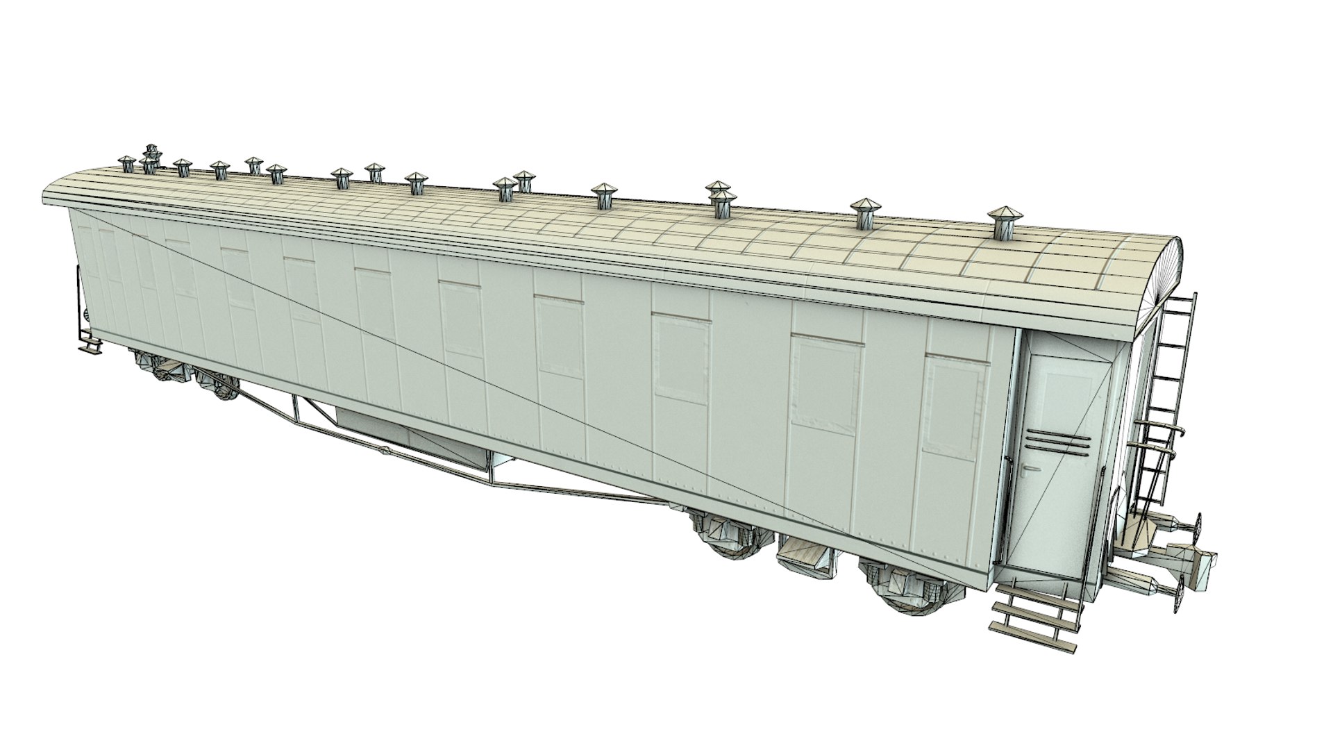 Maya Low-poly Passenger Train Pbr