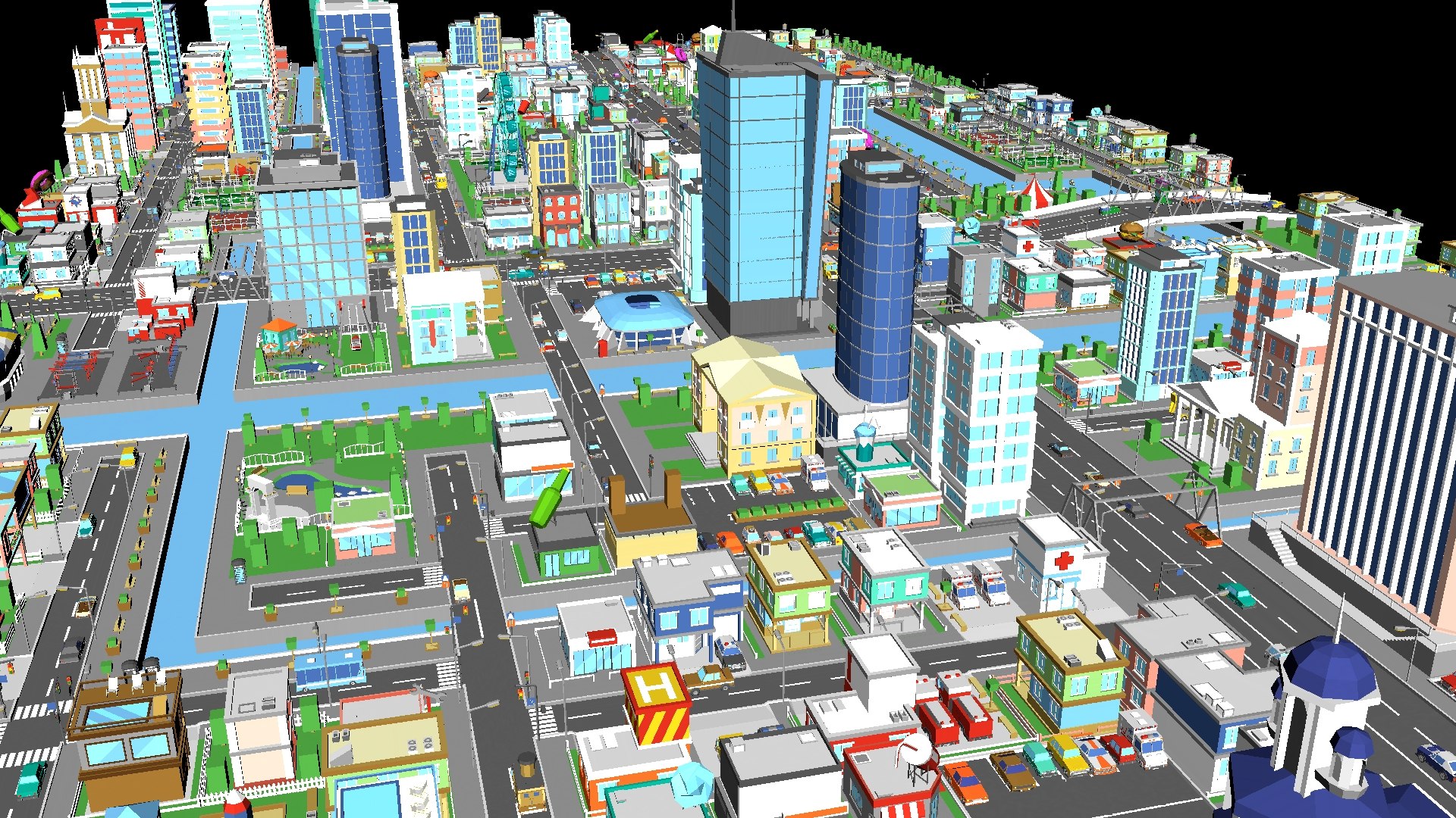 City Cartoon Environment Model With Texture 3D Model - TurboSquid 2238593