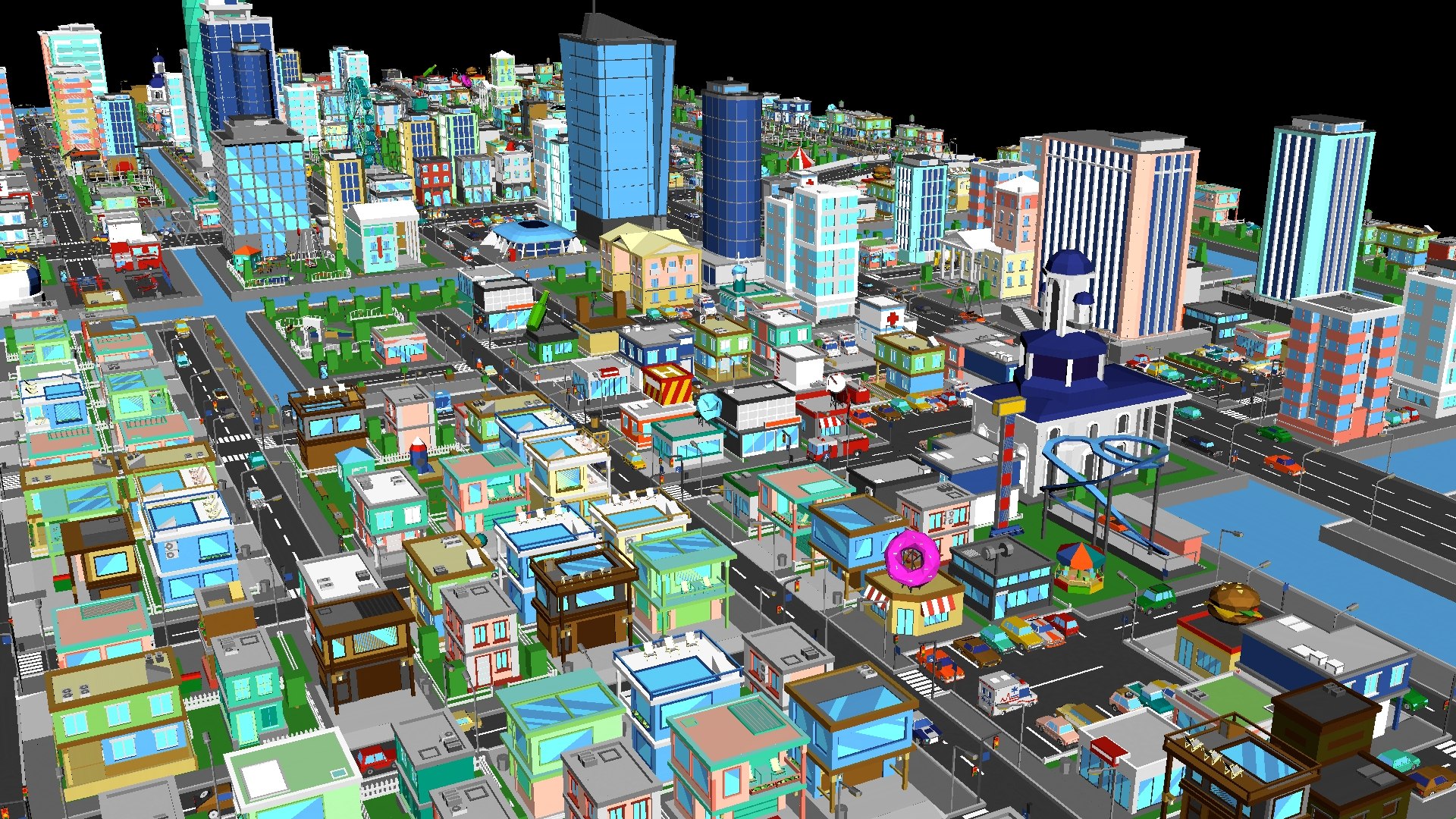 City Cartoon Environment Model With Texture 3D Model - TurboSquid 2238593