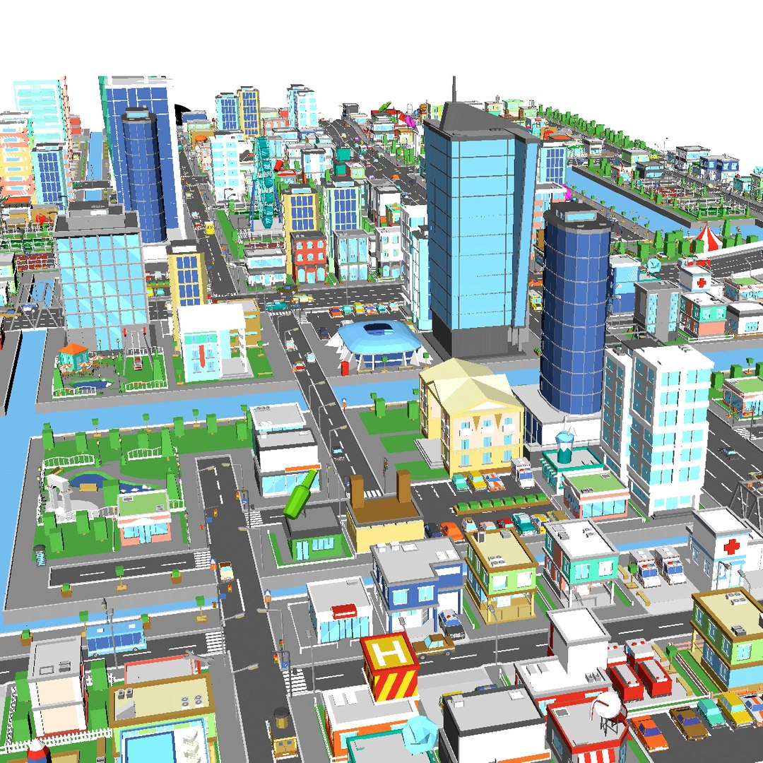 City Cartoon Environment Model With Texture 3D Model - TurboSquid 2238593