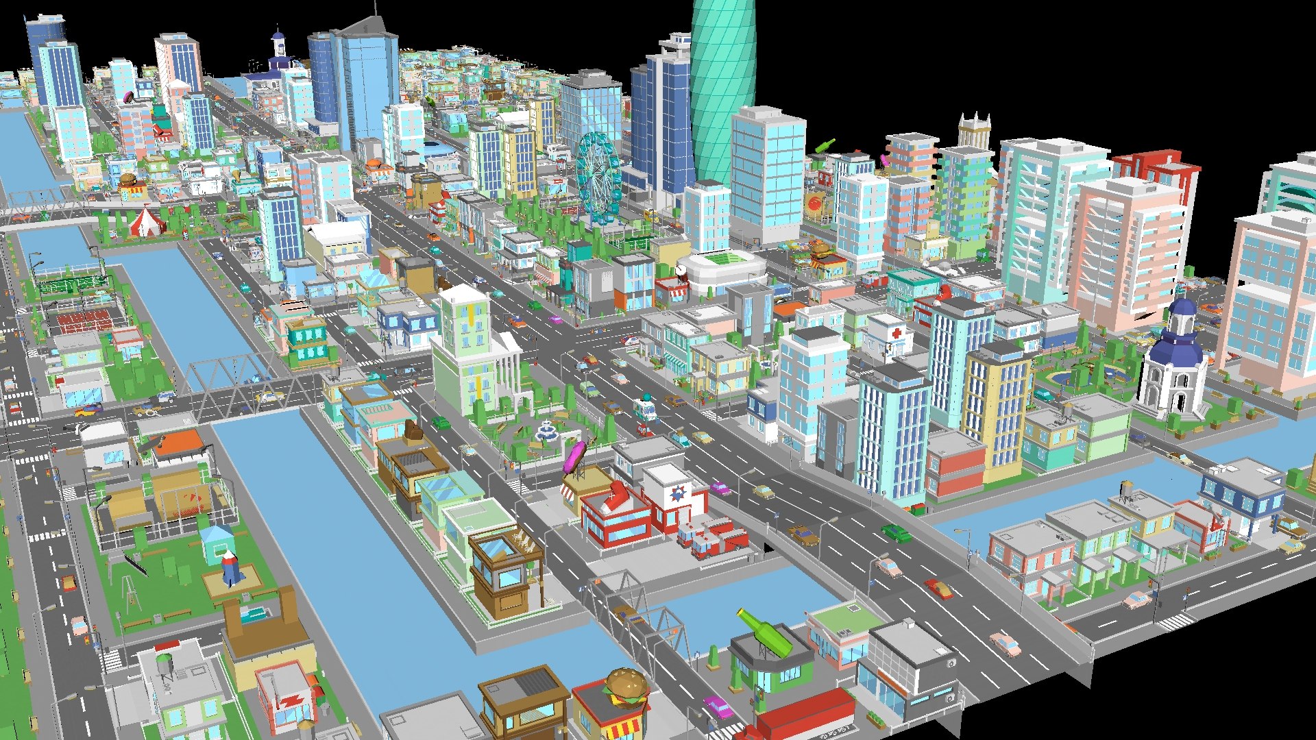 City Cartoon Environment Model With Texture 3D Model - TurboSquid 2238593