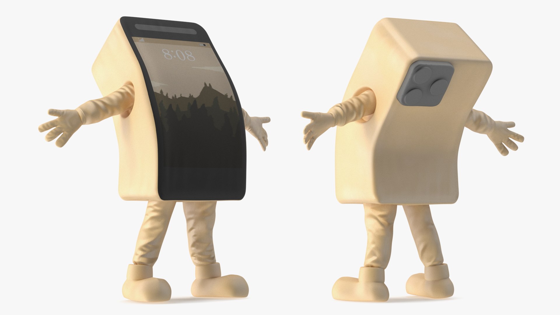Mobile IPhone Mascot Golden Happy Pose 3D Model - TurboSquid 2059812