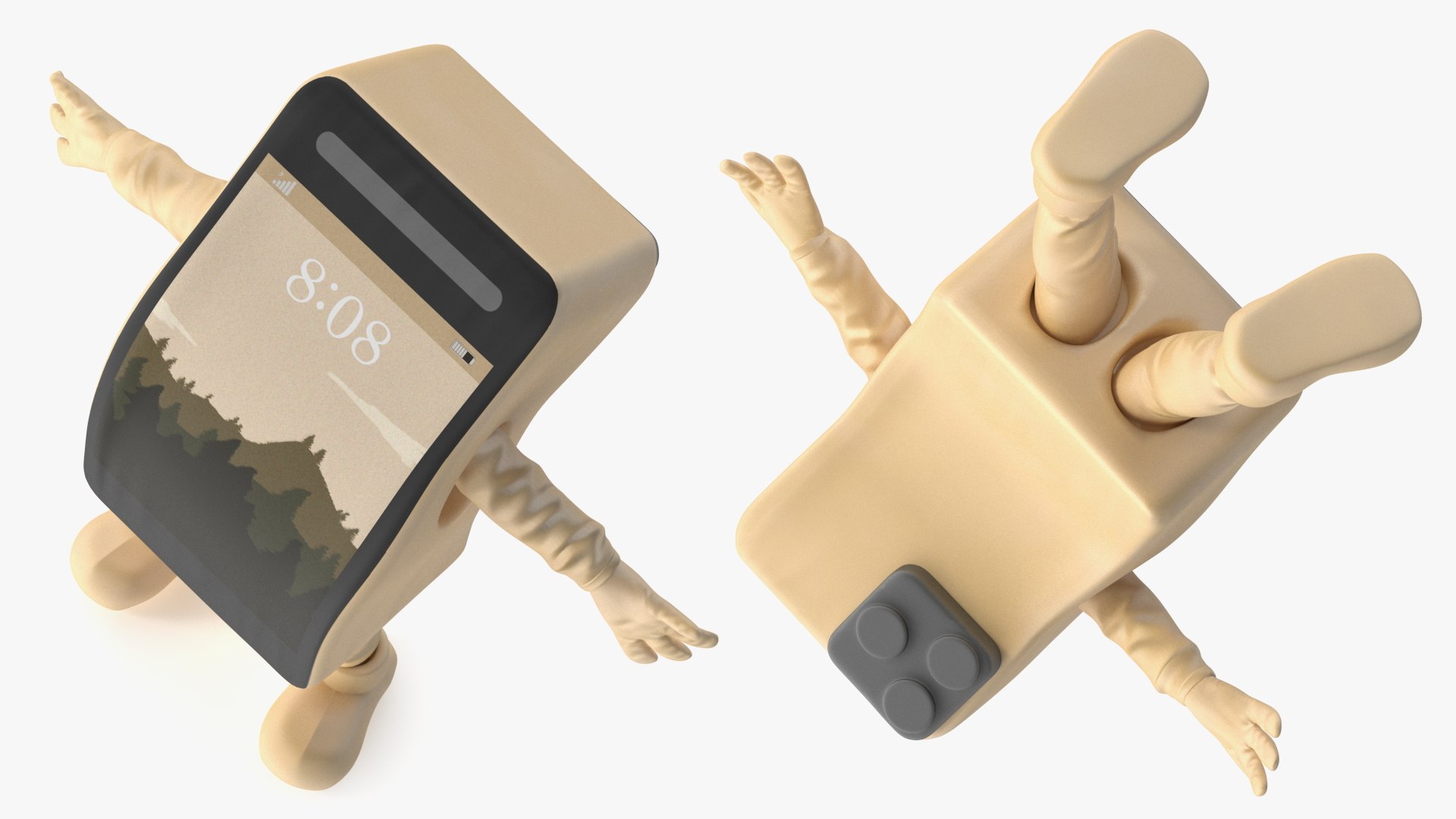 Mobile IPhone Mascot Golden Happy Pose 3D Model - TurboSquid 2059812