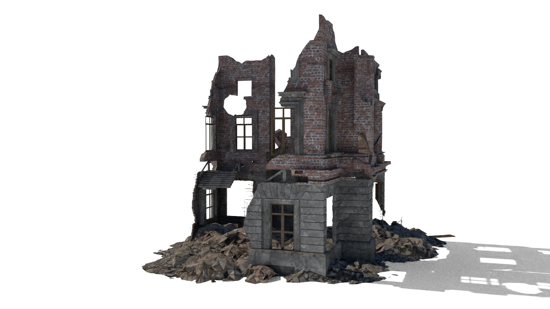 3D Model Detailed Ruined Building A12 - TurboSquid 1847137