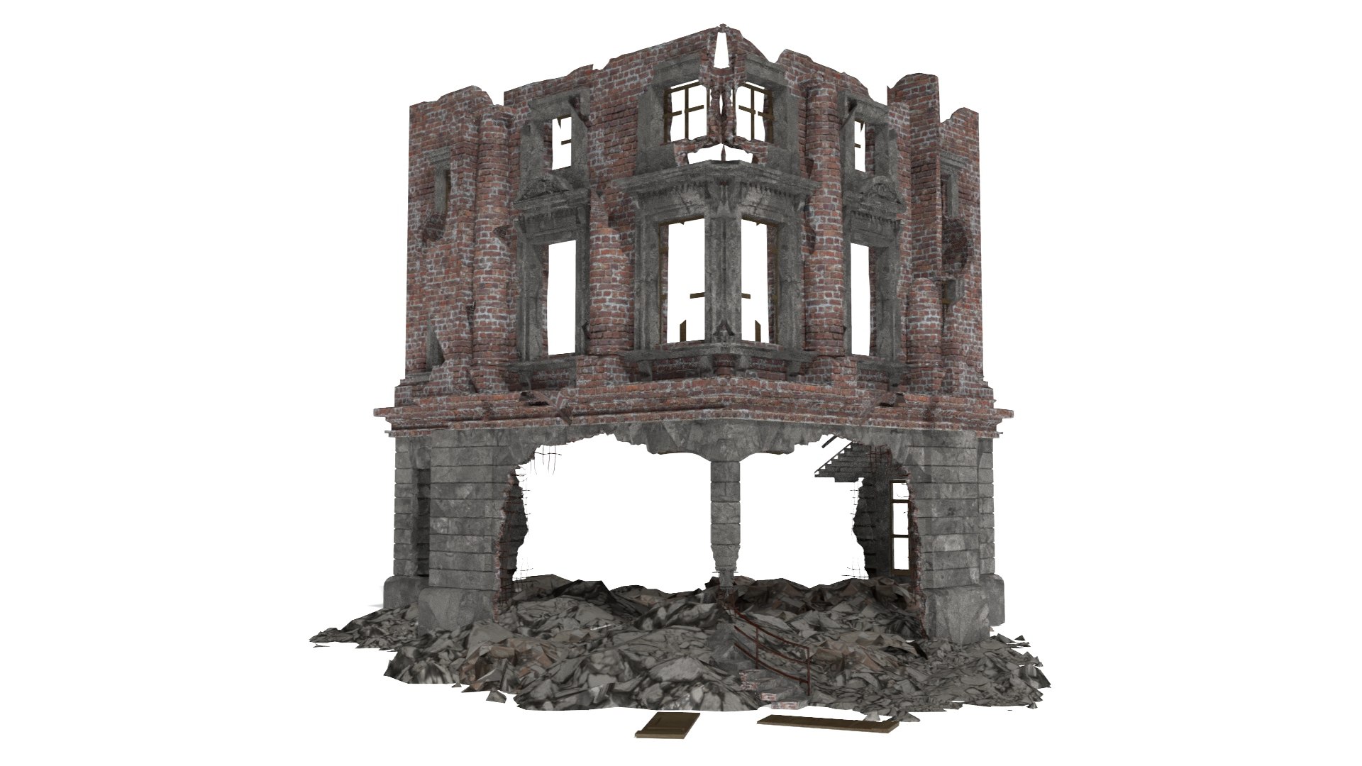 3D Model Detailed Ruined Building A12 - TurboSquid 1847137