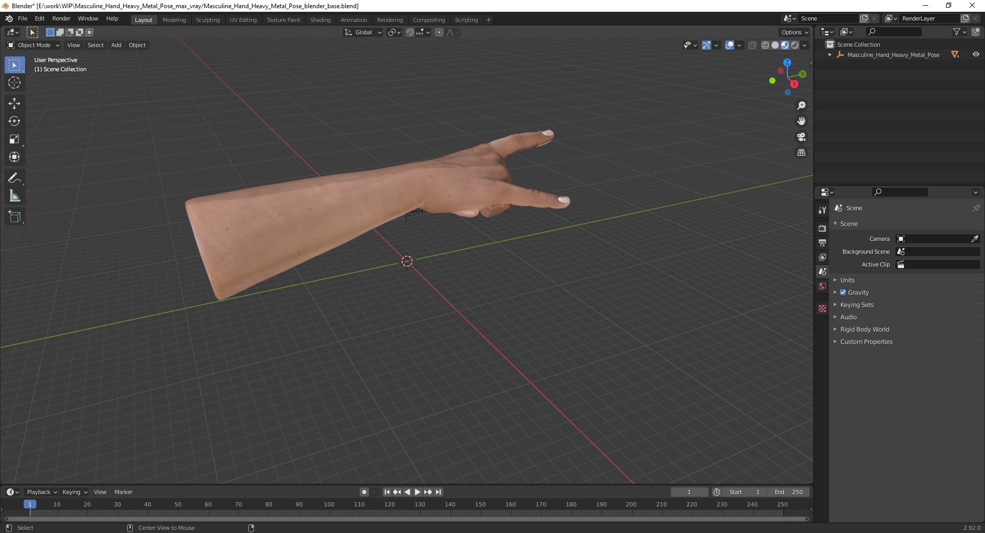 Masculine Hand Heavy Metal Pose 3D Model - TurboSquid 2193630