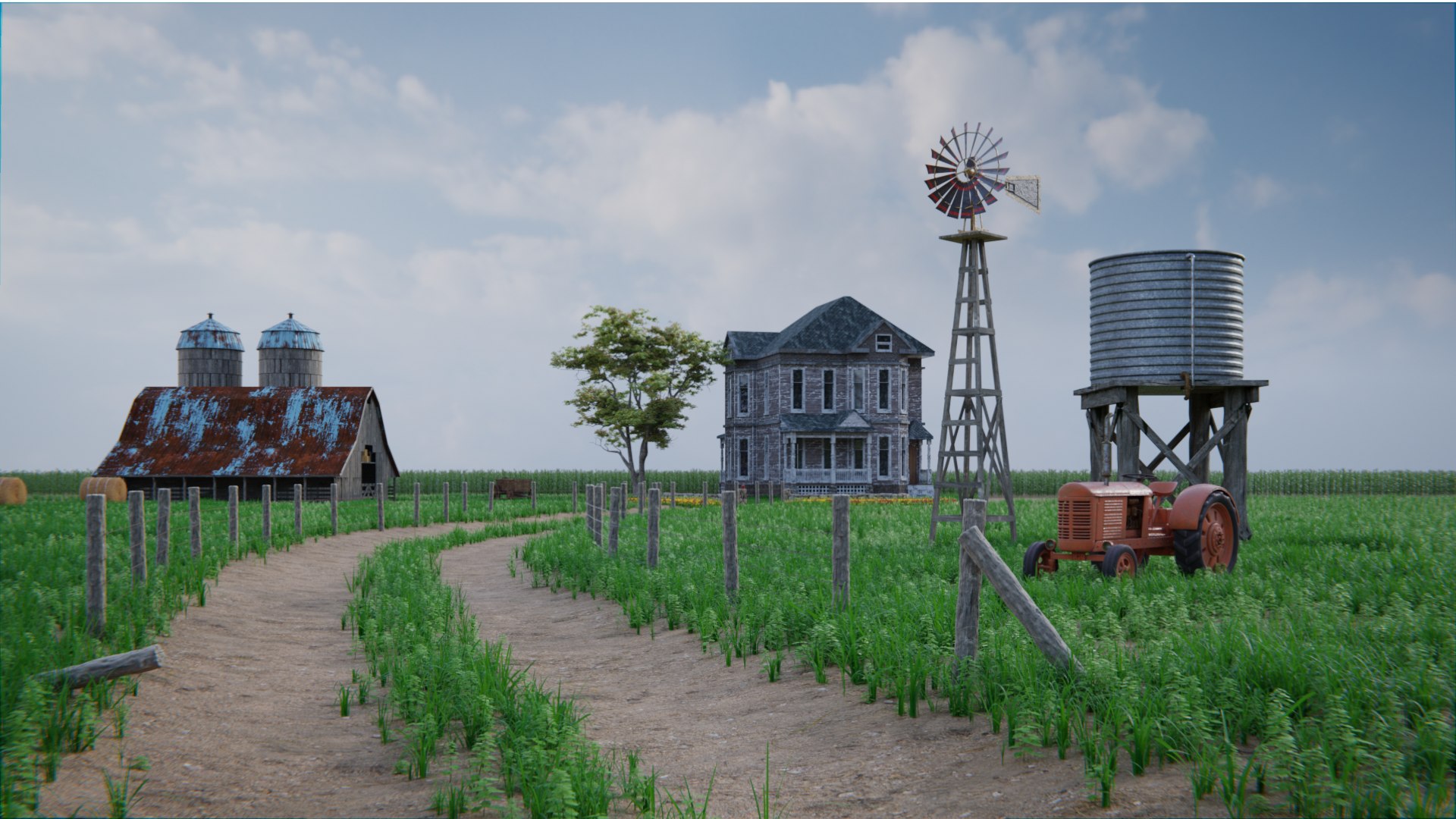 3D Old Farm Scene Model - TurboSquid 2079790
