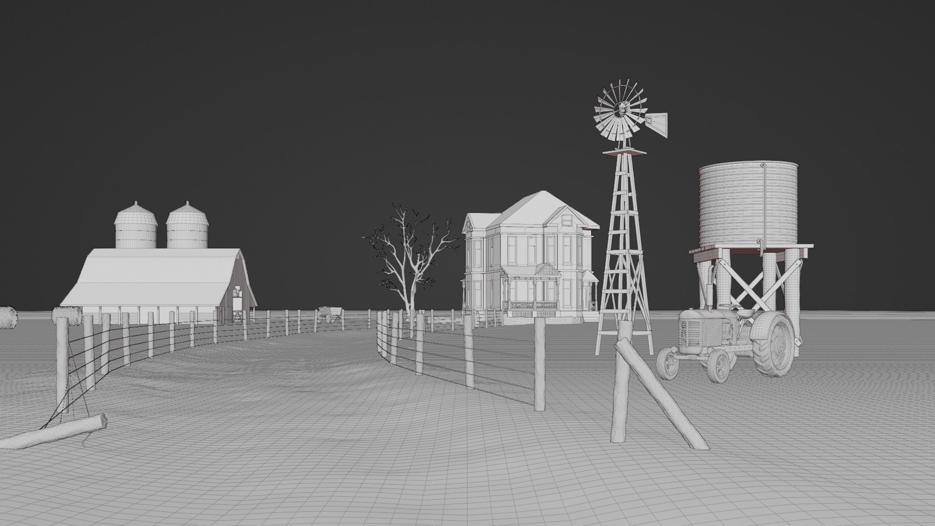 3D Old Farm Scene Model - TurboSquid 2079790