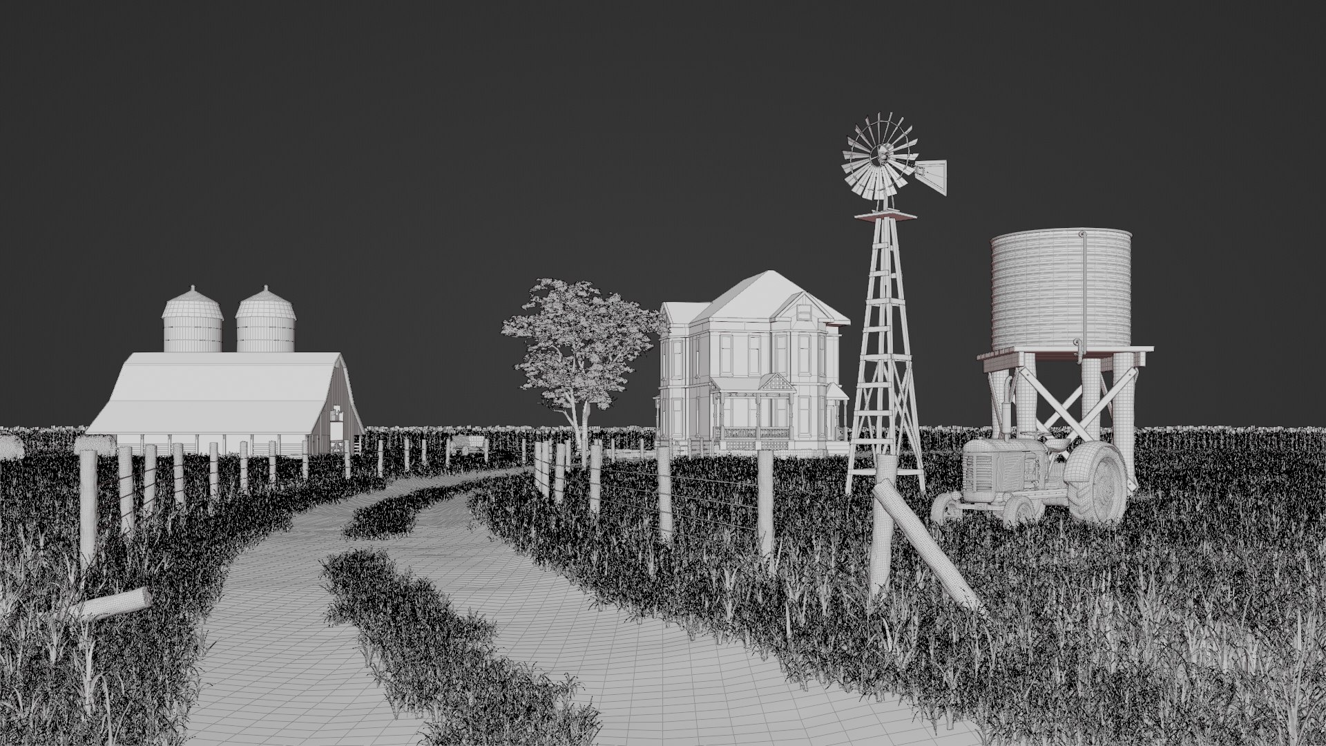 3D Old Farm Scene Model - TurboSquid 2079790