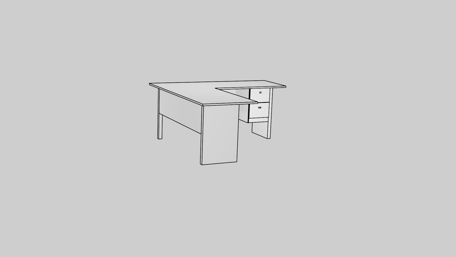3D L-shaped Table - TurboSquid 1704069