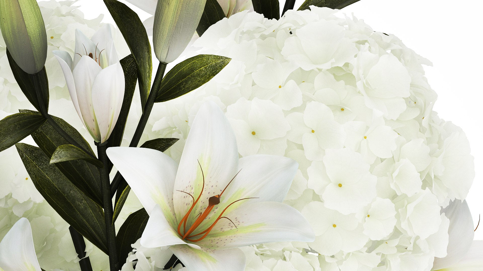 3D Bouquet Of Flowers Vase Hydrangea Lilies 511 Model - TurboSquid 2371648