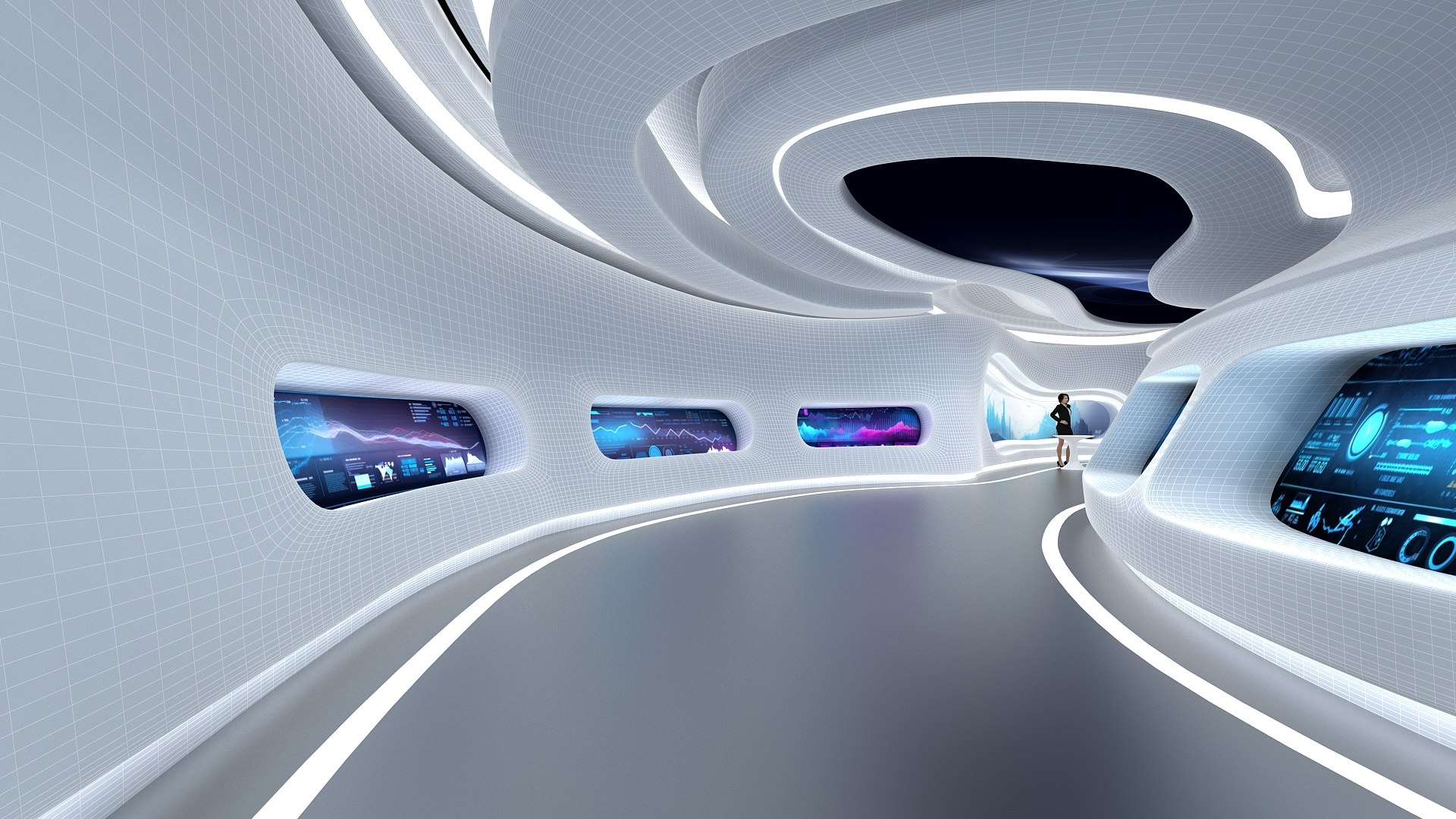 A futuristic exhibition hall 3D - TurboSquid 2151855