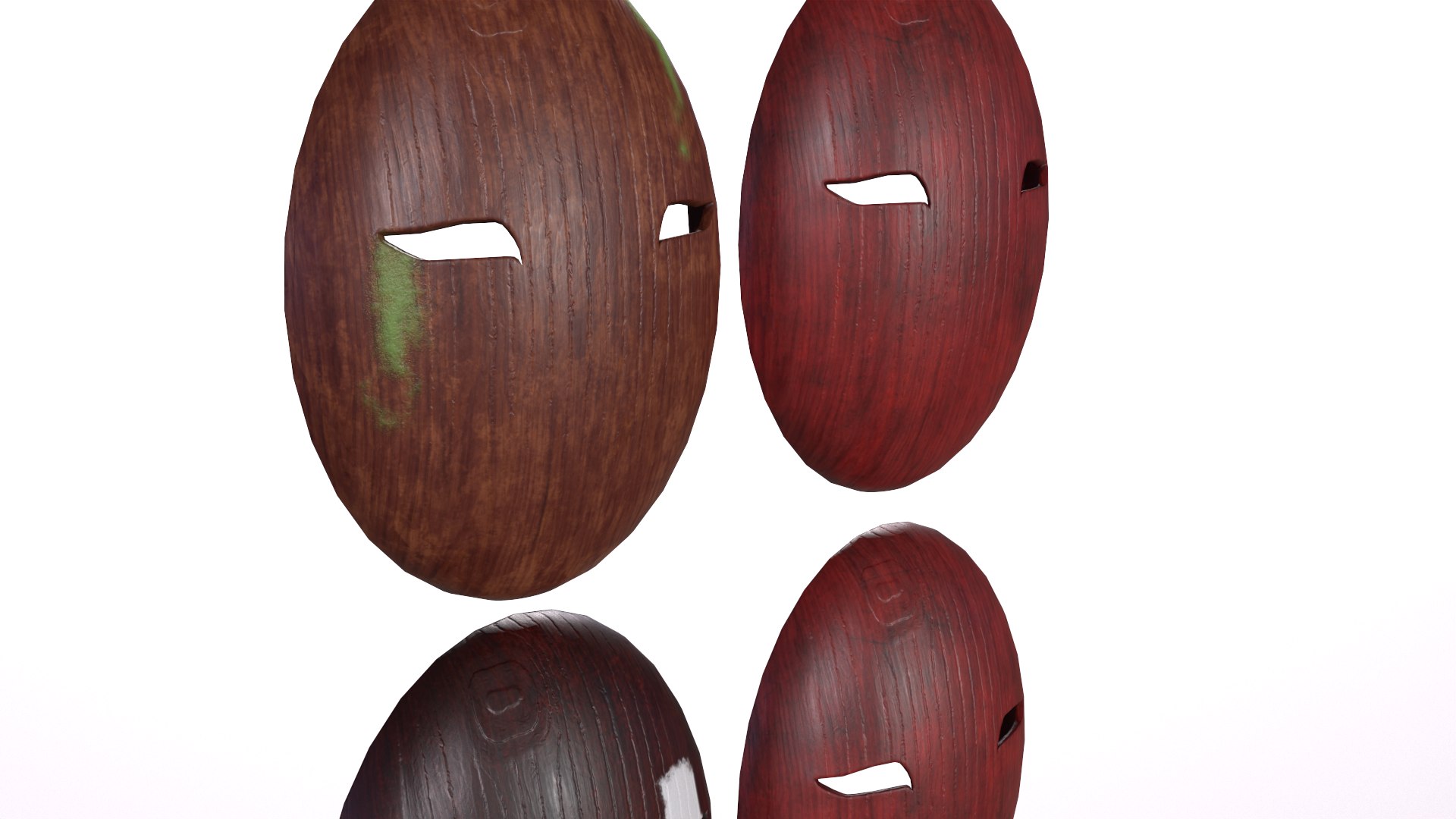 3D Four Stylized Wooden Masks Low-poly Gameready PBR Model - TurboSquid ...