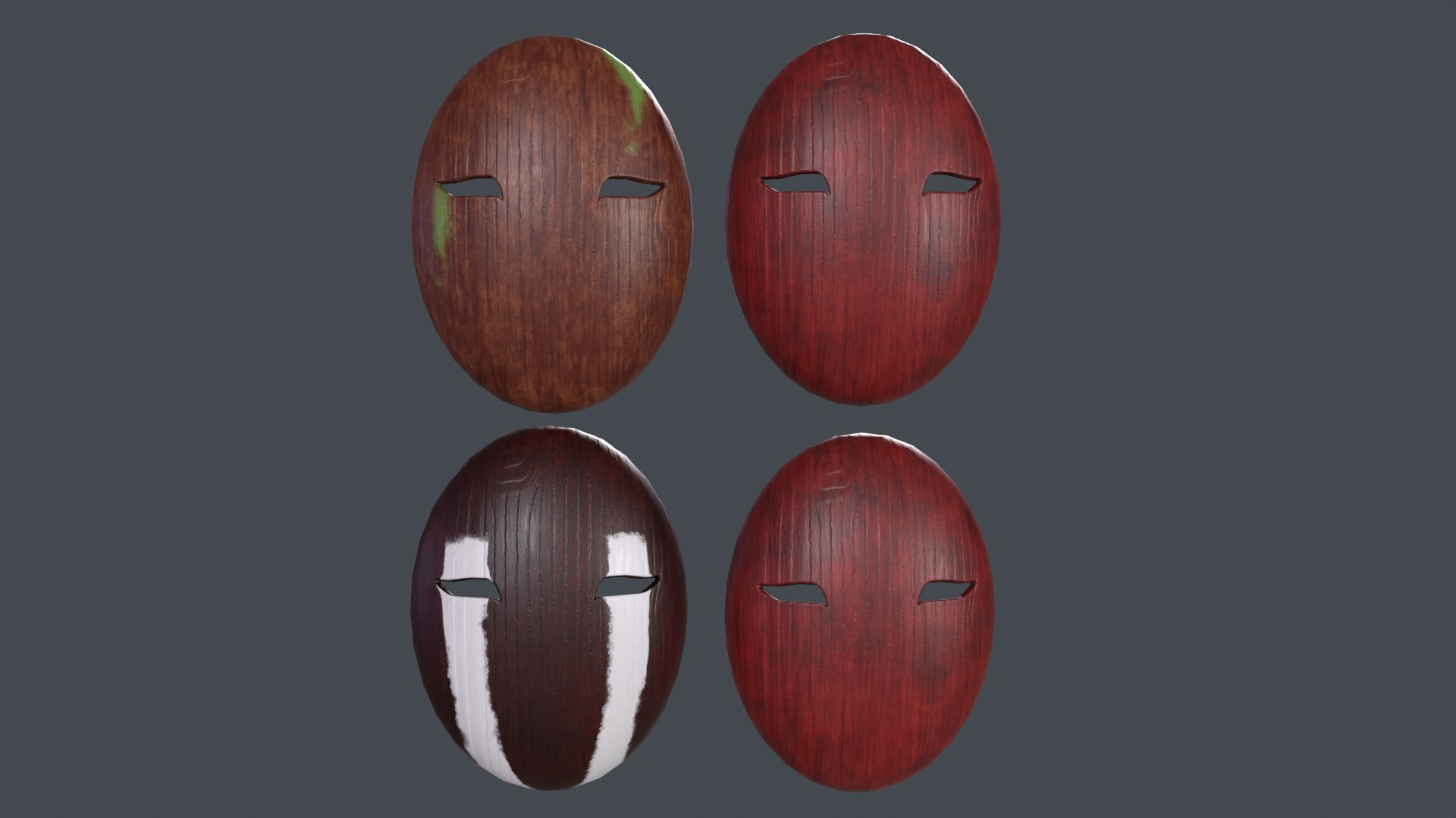 3D Four Stylized Wooden Masks Low-poly Gameready PBR Model - TurboSquid ...