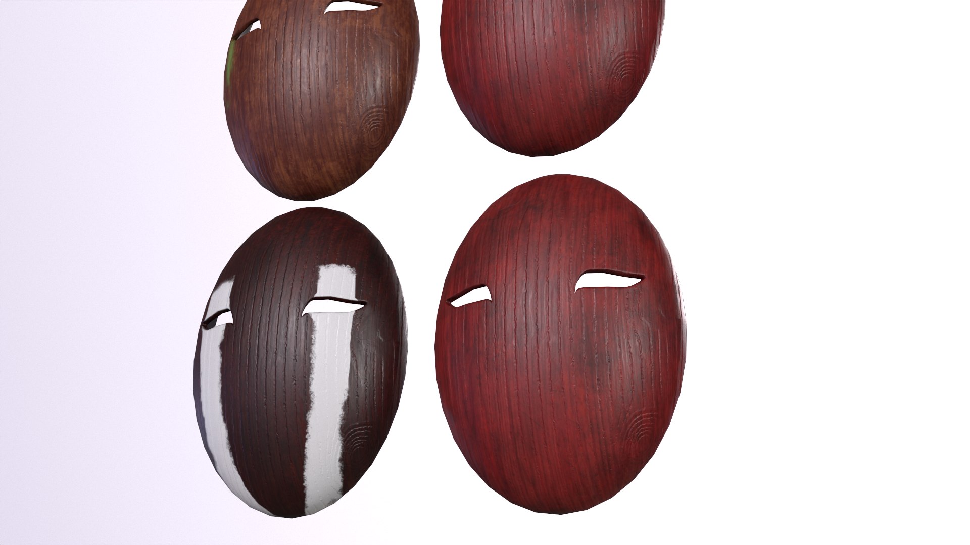 3D Four Stylized Wooden Masks Low-poly Gameready PBR Model - TurboSquid ...