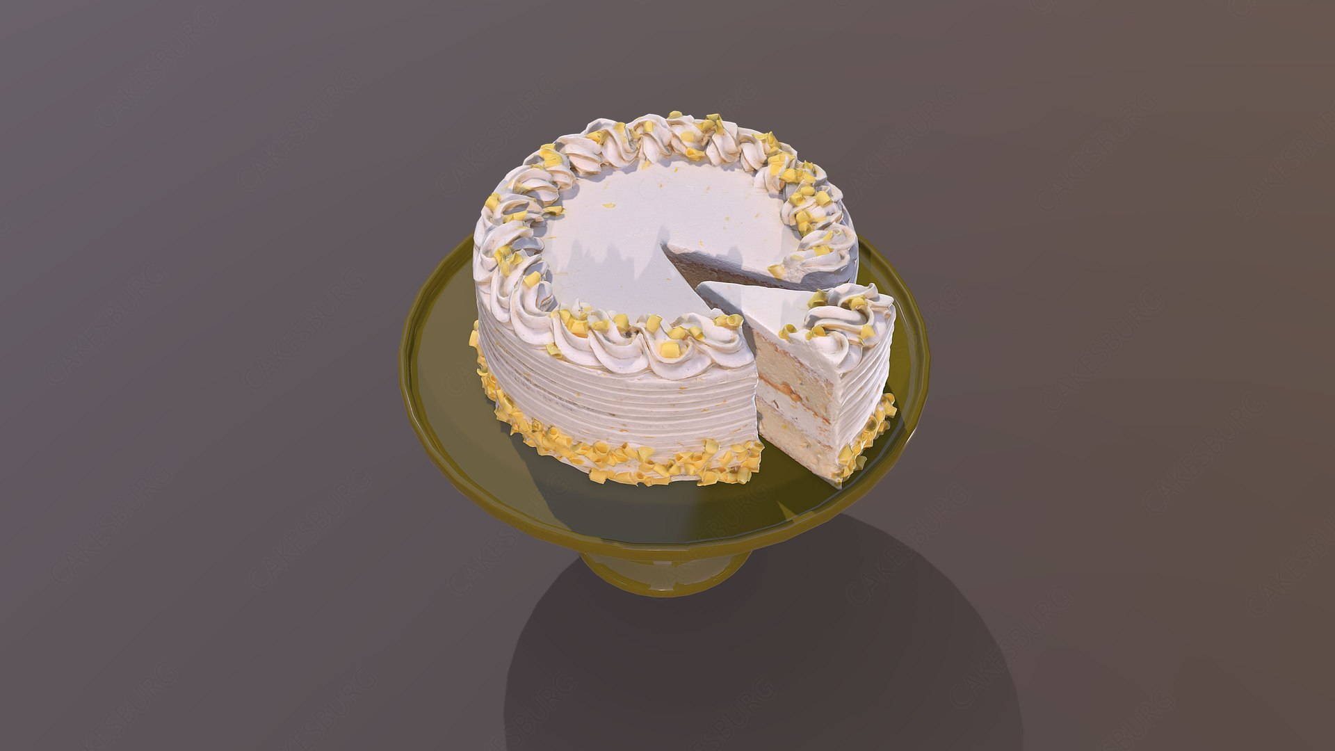 Sliced Lemon Drizzle Cake 3D model - TurboSquid 1969179