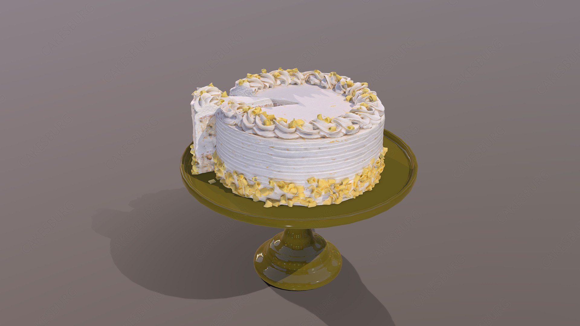 Sliced Lemon Drizzle Cake 3D model - TurboSquid 1969179