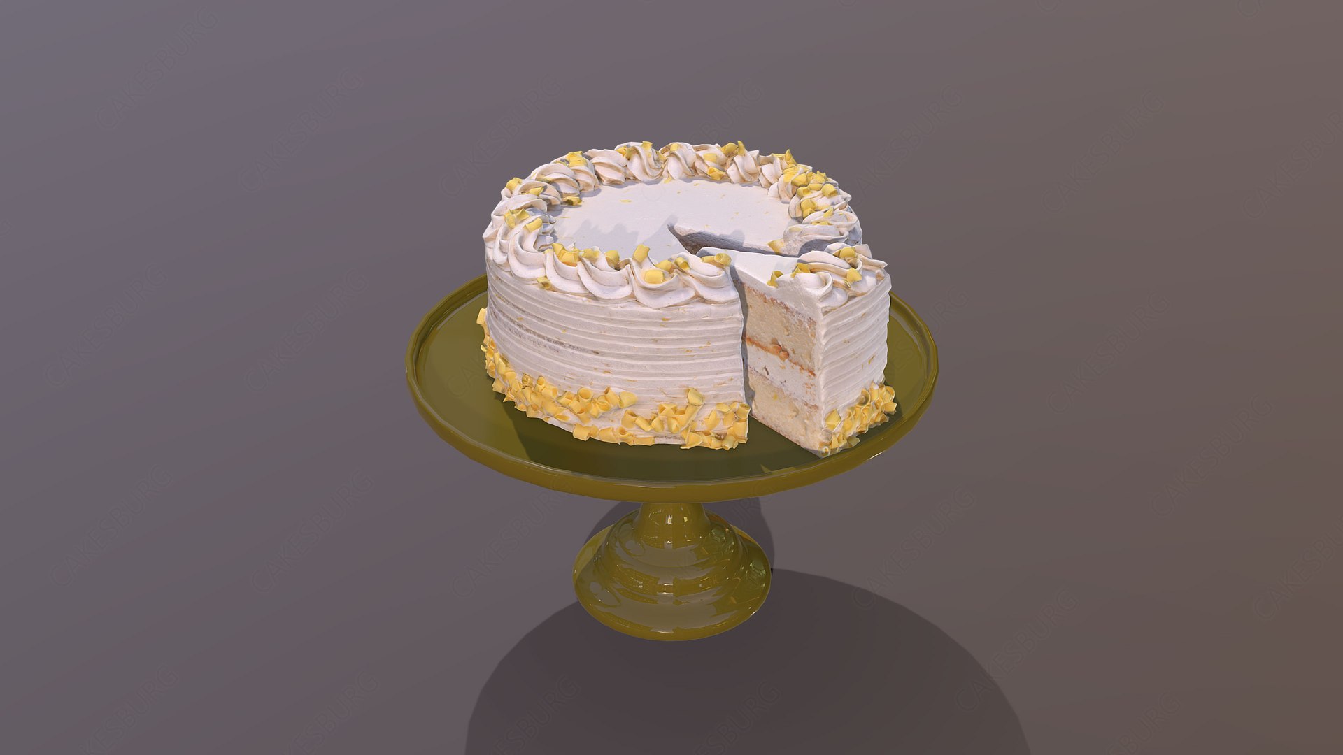 Sliced Lemon Drizzle Cake 3D model - TurboSquid 1969179