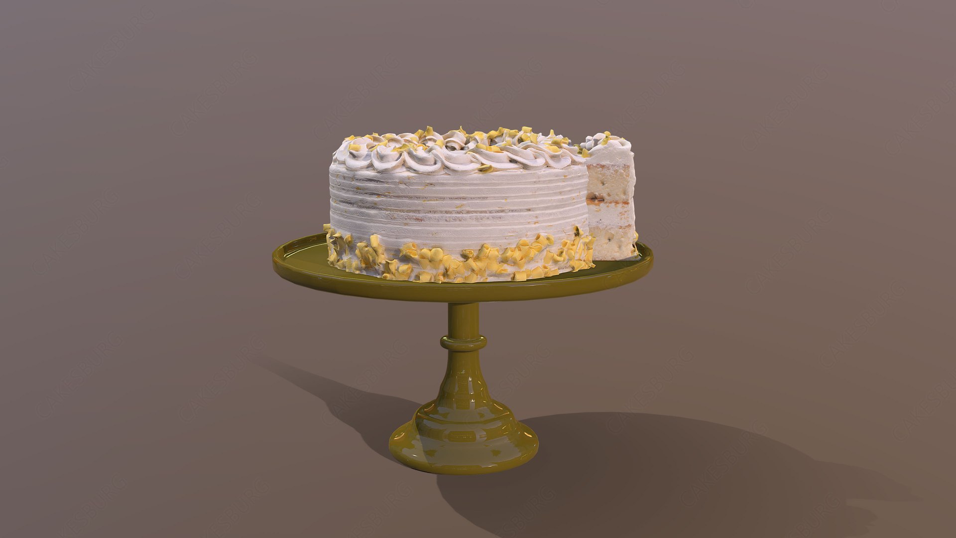 Sliced Lemon Drizzle Cake 3D model - TurboSquid 1969179