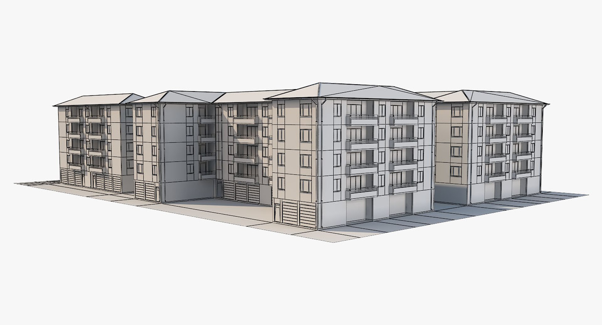 Apartment Block 1 3D - TurboSquid 1371227