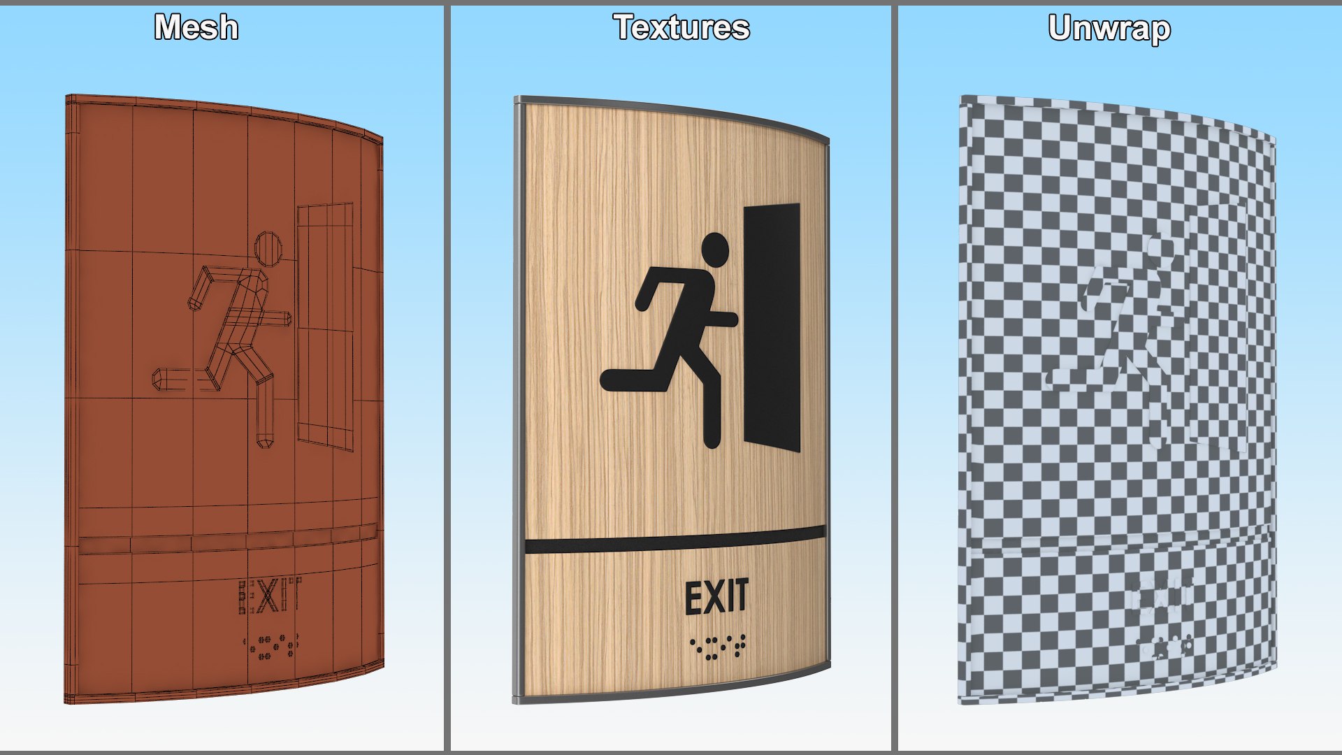 3D Exit Braille Sign Model - TurboSquid 2042620