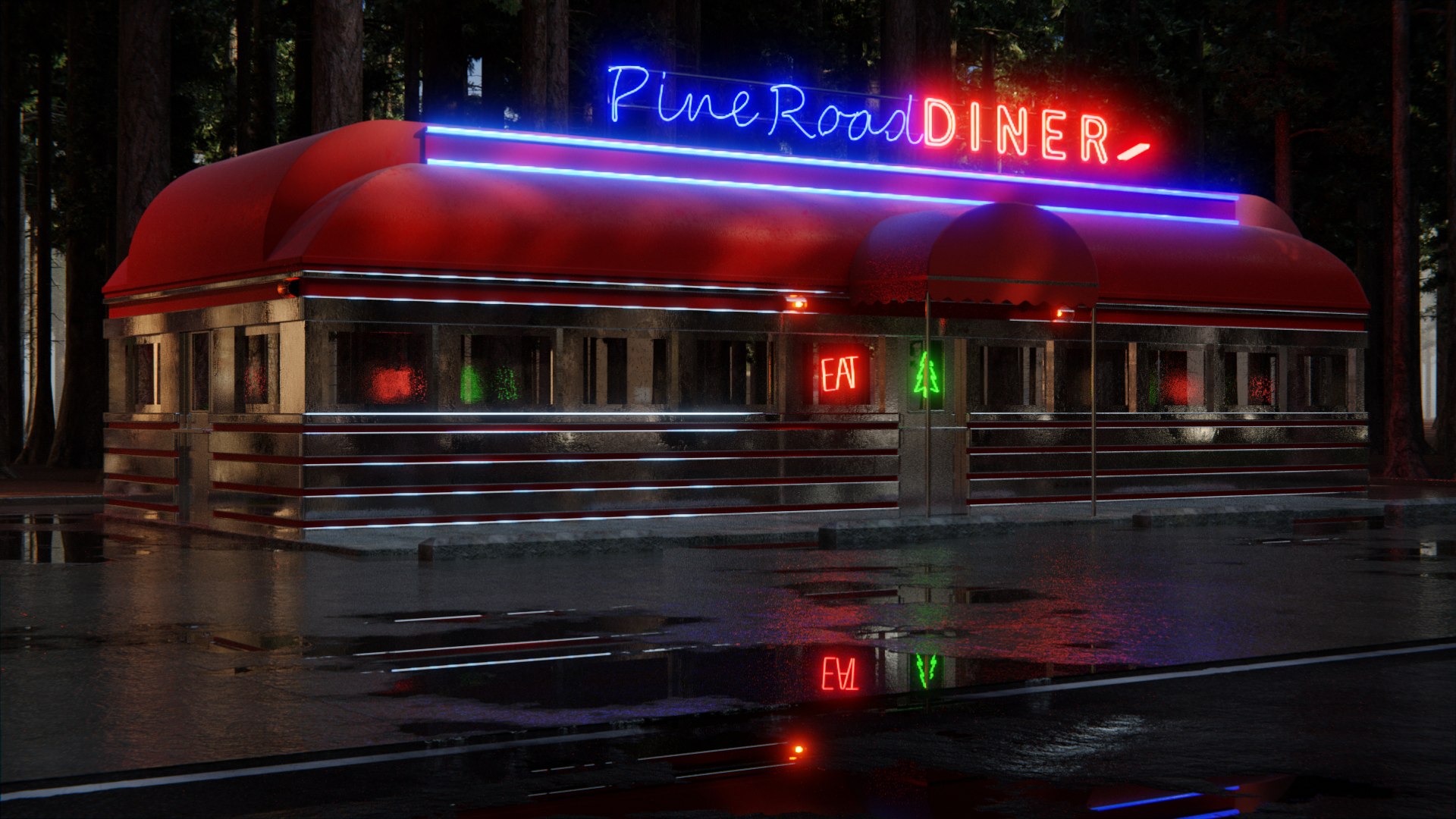 Pine Road Diner 3d Scene 3D Model - TurboSquid 1997018